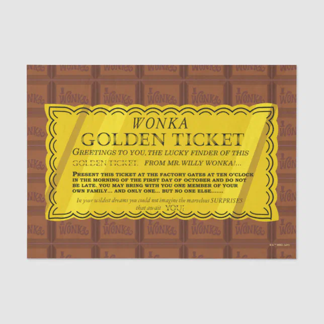 Willy Wonka Golden Ticket Tissue Paper | Zazzle
