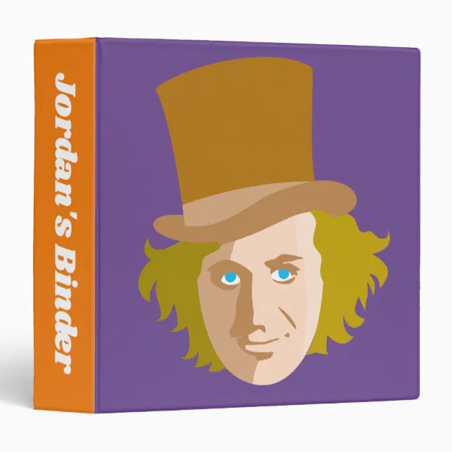 Willy Wonka Stenciled Face Graphic 3 Ring Binder | Zazzle