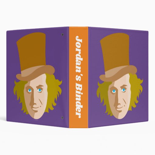 Willy Wonka Stenciled Face Graphic 3 Ring Binder | Zazzle