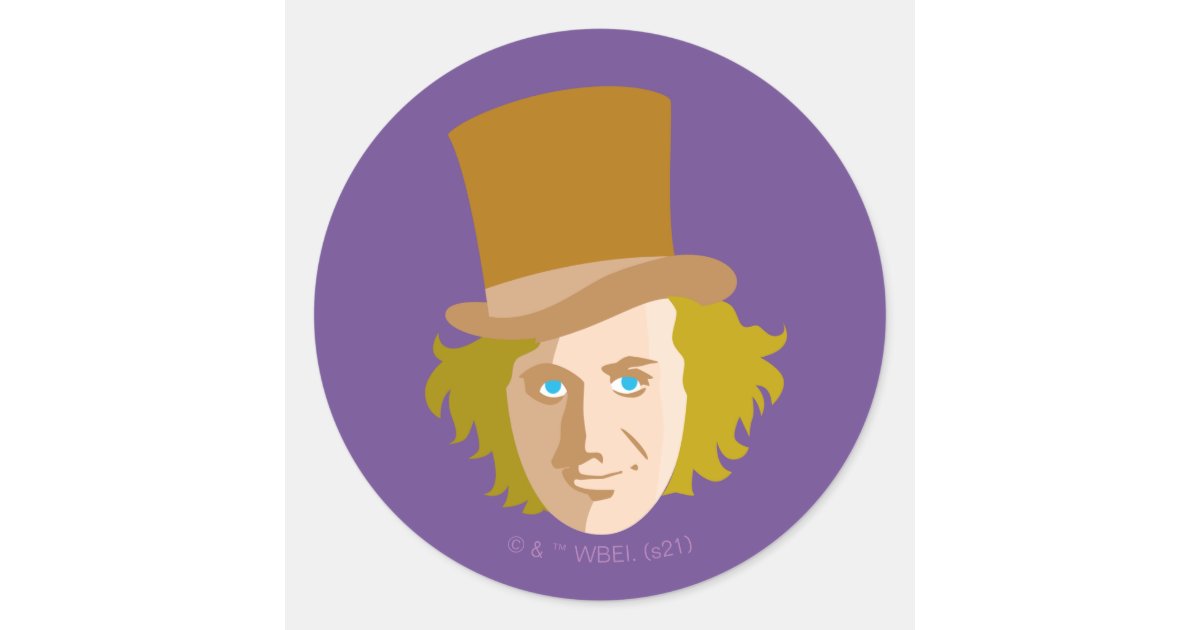 Willy Wonka Stenciled Face Graphic Classic Round Sticker | Zazzle