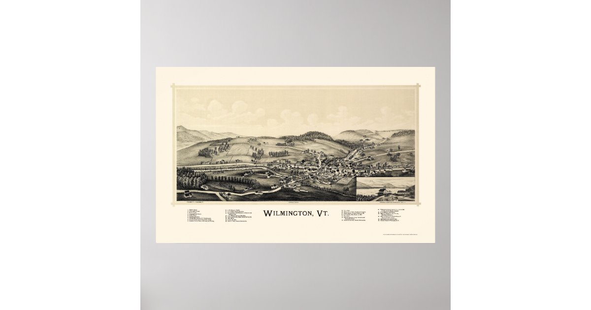 Wilmington, VT Panoramic Map - 1891 Poster | Zazzle