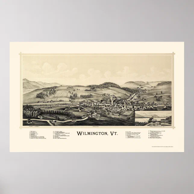 Wilmington, VT Panoramic Map - 1891 Poster | Zazzle