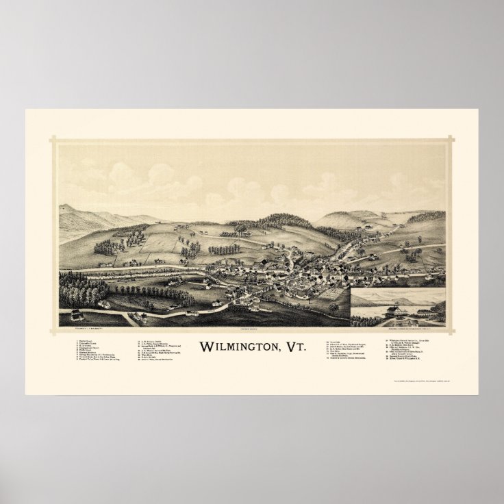 Wilmington, VT Panoramic Map - 1891 Poster | Zazzle