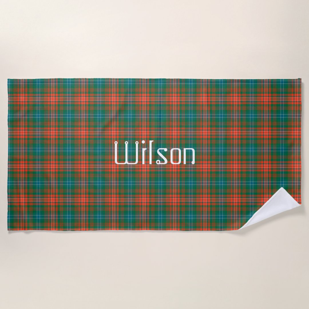 Wilson Clan Tartan Plaid Beach Towel | Zazzle