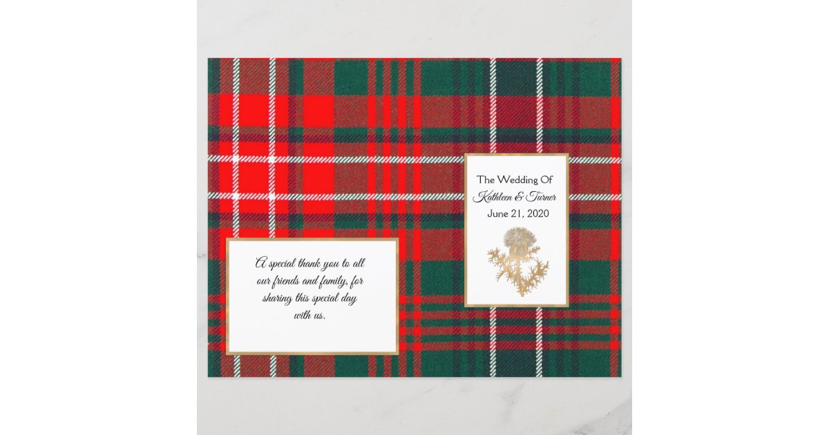 Wilson Plaid Wedding Program | Zazzle