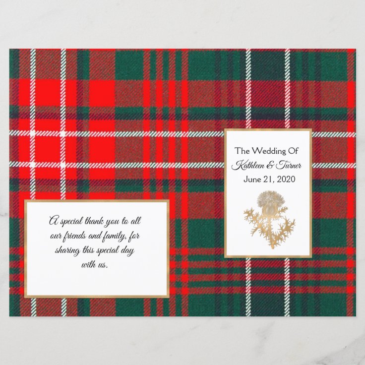 Wilson Plaid Wedding Program | Zazzle