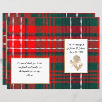 Wilson Plaid Wedding Program | Zazzle