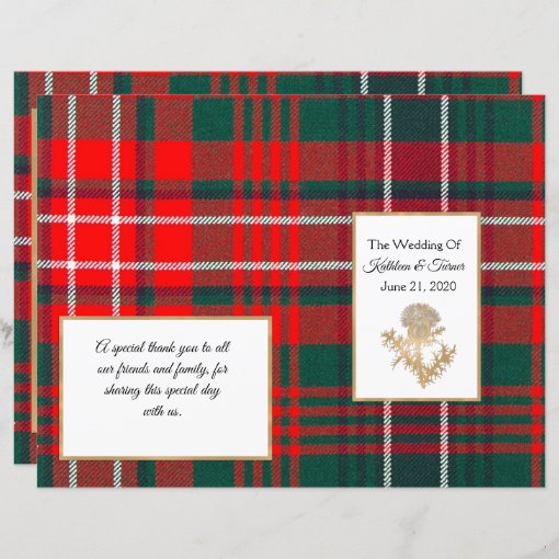Wilson Plaid Wedding Program | Zazzle