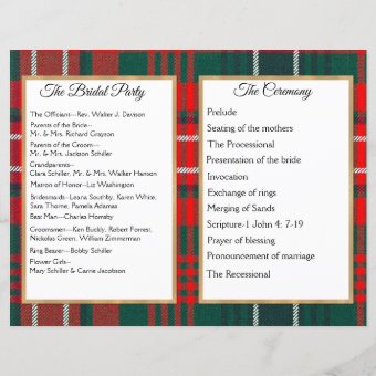 Wilson Plaid Wedding Program | Zazzle