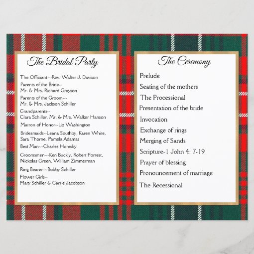 Wilson Plaid Wedding Program | Zazzle