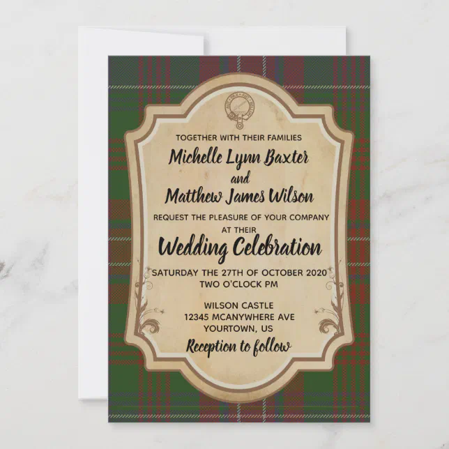 Wilson Tartan Wedding Invitation | Zazzle