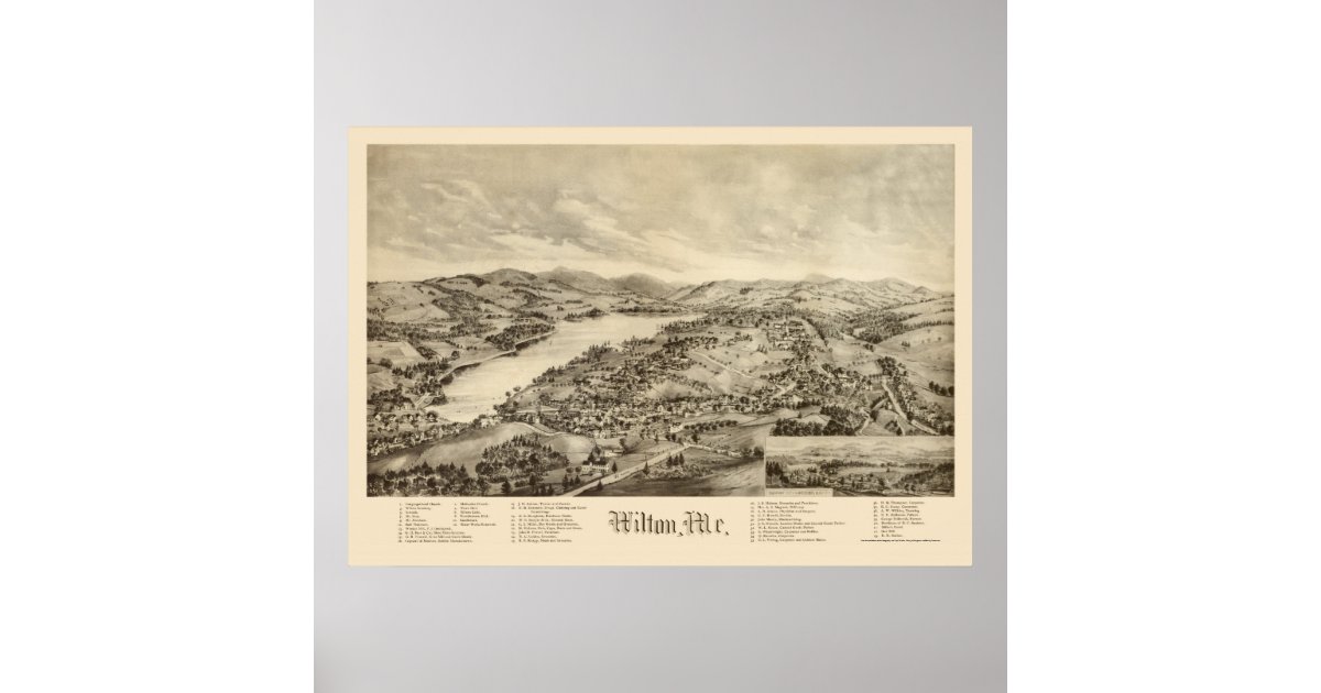 Wilton, ME Panoramic Map - 1895 Poster | Zazzle