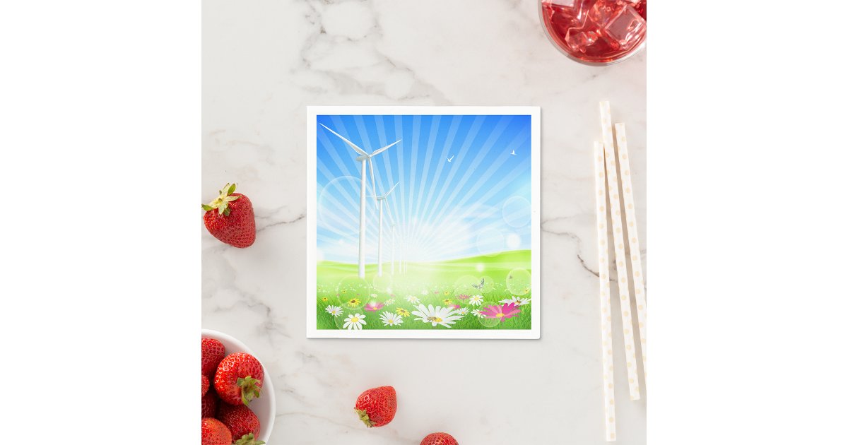 Wind Farm Paper Napkins | Zazzle