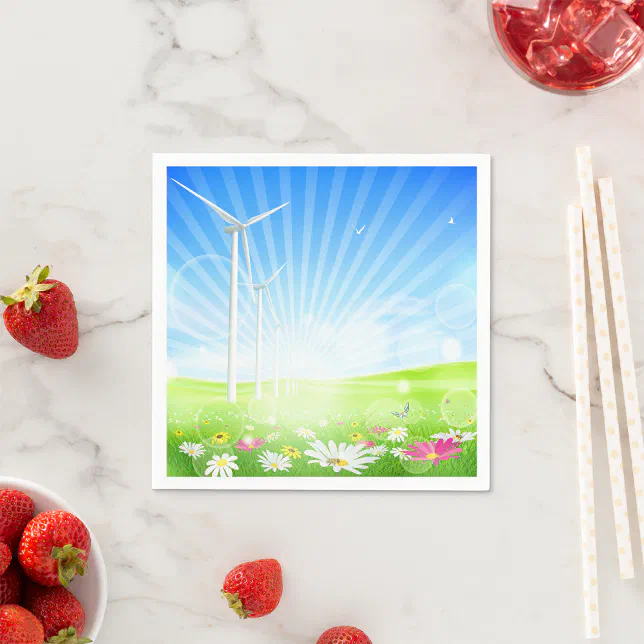 Wind Farm Paper Napkins | Zazzle