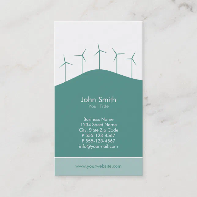 Wind power - aqua turbines business card template | Zazzle