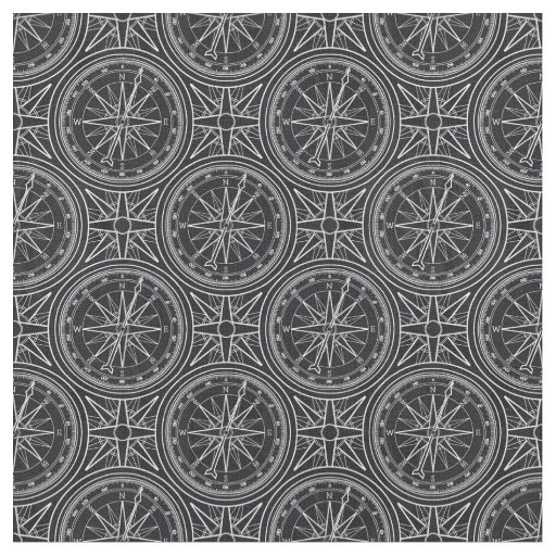 Wind Rose Compass Pattern Fabric | Zazzle