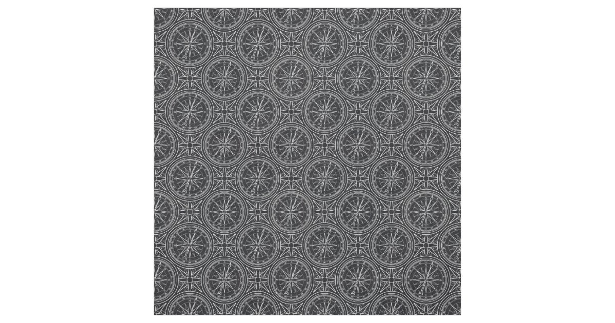 Wind Rose Compass Pattern Fabric | Zazzle