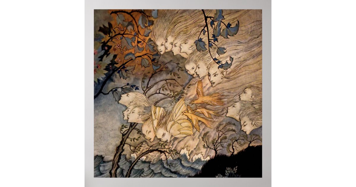 “Wind Sprites” by Arthur Rackham Poster | Zazzle