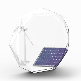 Wind turbine and solar panel acrylic award | Zazzle