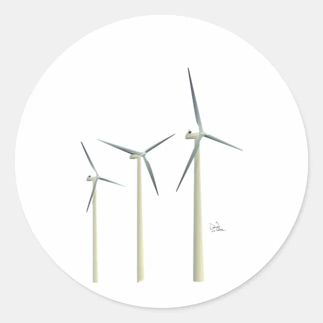 Wind Turbine Classic Round Sticker | Zazzle