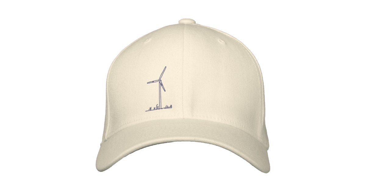 Wind Turbine Hat_8036 Embroidered Baseball Cap | Zazzle