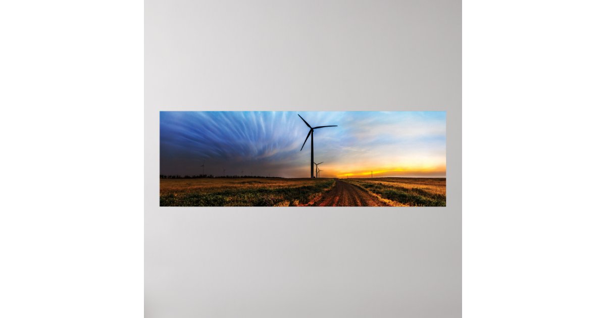 Wind Turbine Sunset Poster | Zazzle