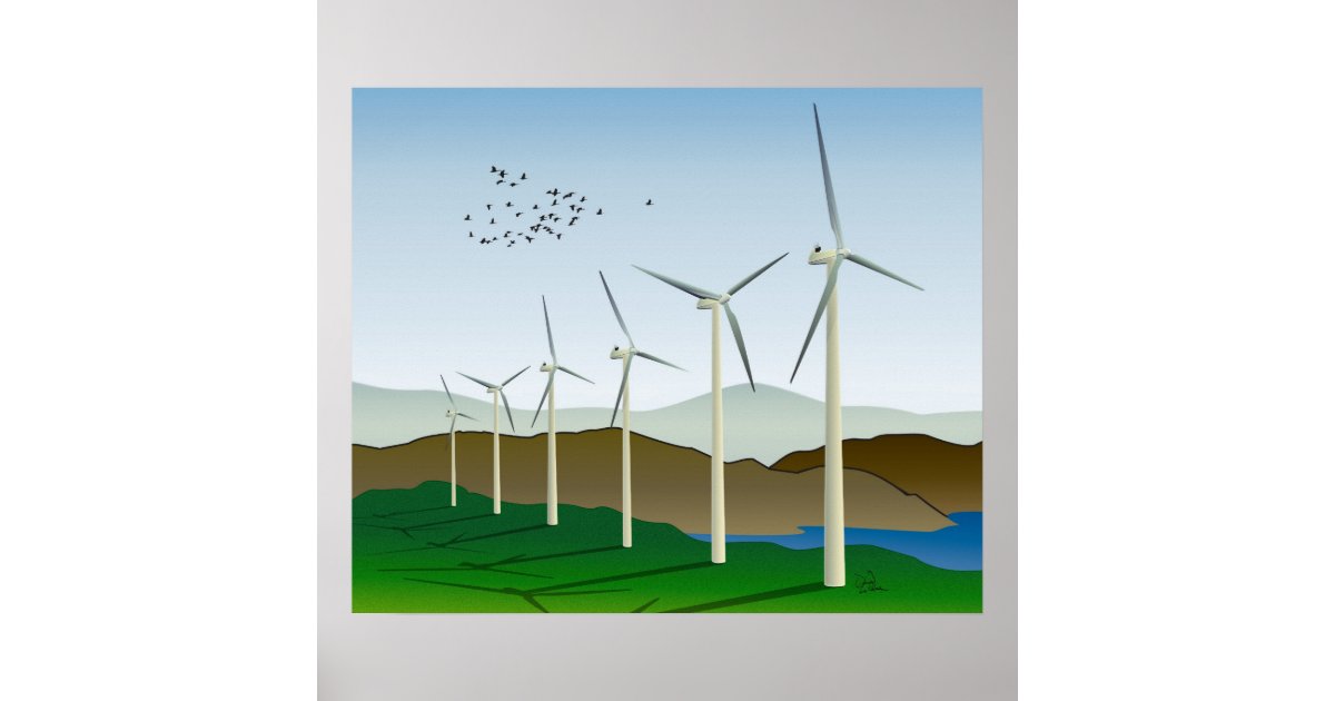 Wind Turbines Art Poster | Zazzle