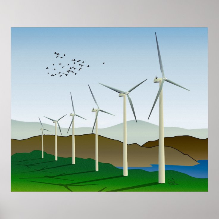 Wind Turbines Art Poster | Zazzle