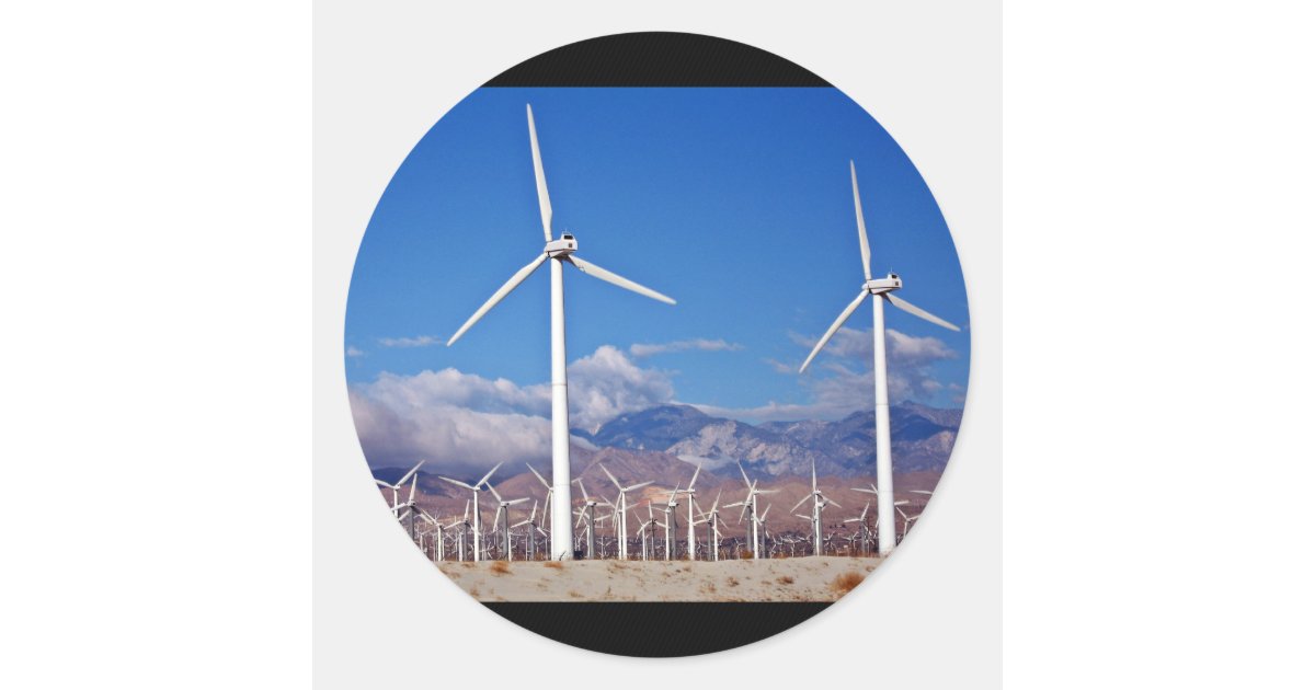 Wind turbines classic round sticker | Zazzle