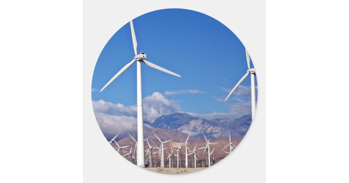 Wind turbines classic round sticker | Zazzle
