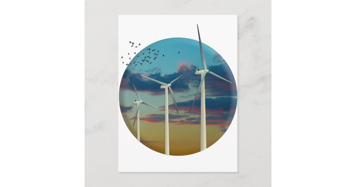 Wind Turbines Painted Sky Postcard | Zazzle