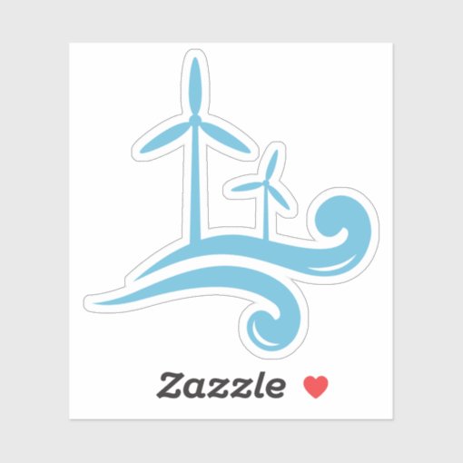 Wind turbines renewable energy blue or any color sticker | Zazzle