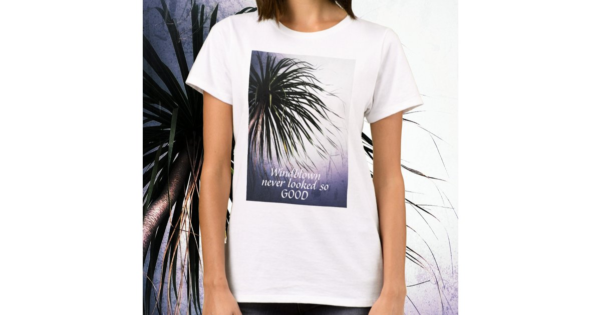 Windblown Palm Tree Tropical Chic T-Shirt | Zazzle