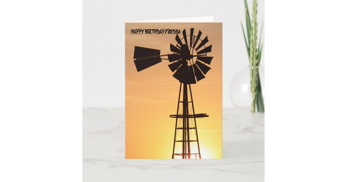 Windmill Silhouette Birthday Card | Zazzle.com