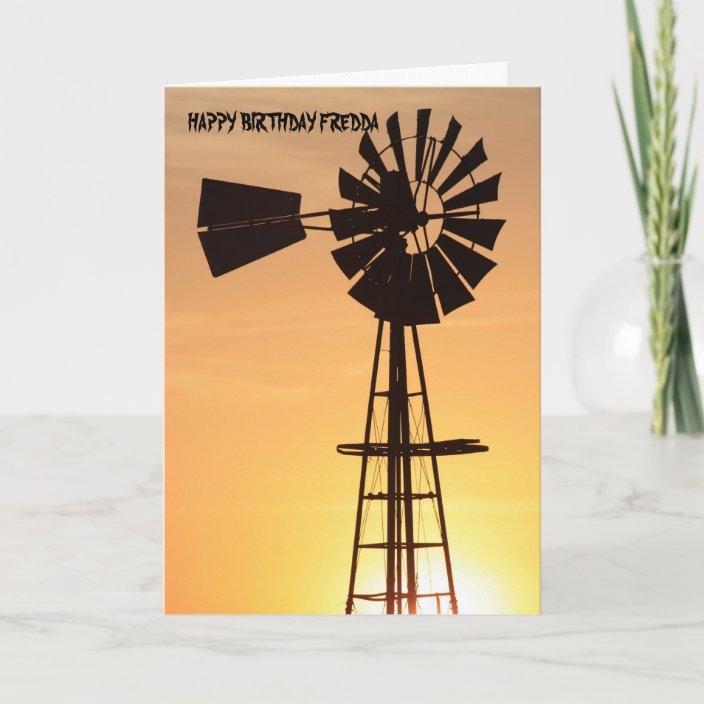Windmill Silhouette Birthday Card | Zazzle.com