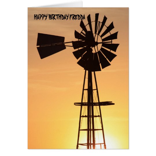 Windmill Silhouette Birthday Card | Zazzle.com