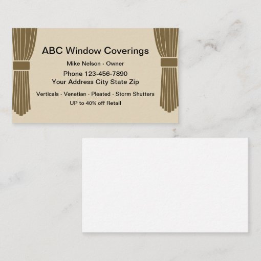 Window Blinds Coverings Design Business Card | Zazzle