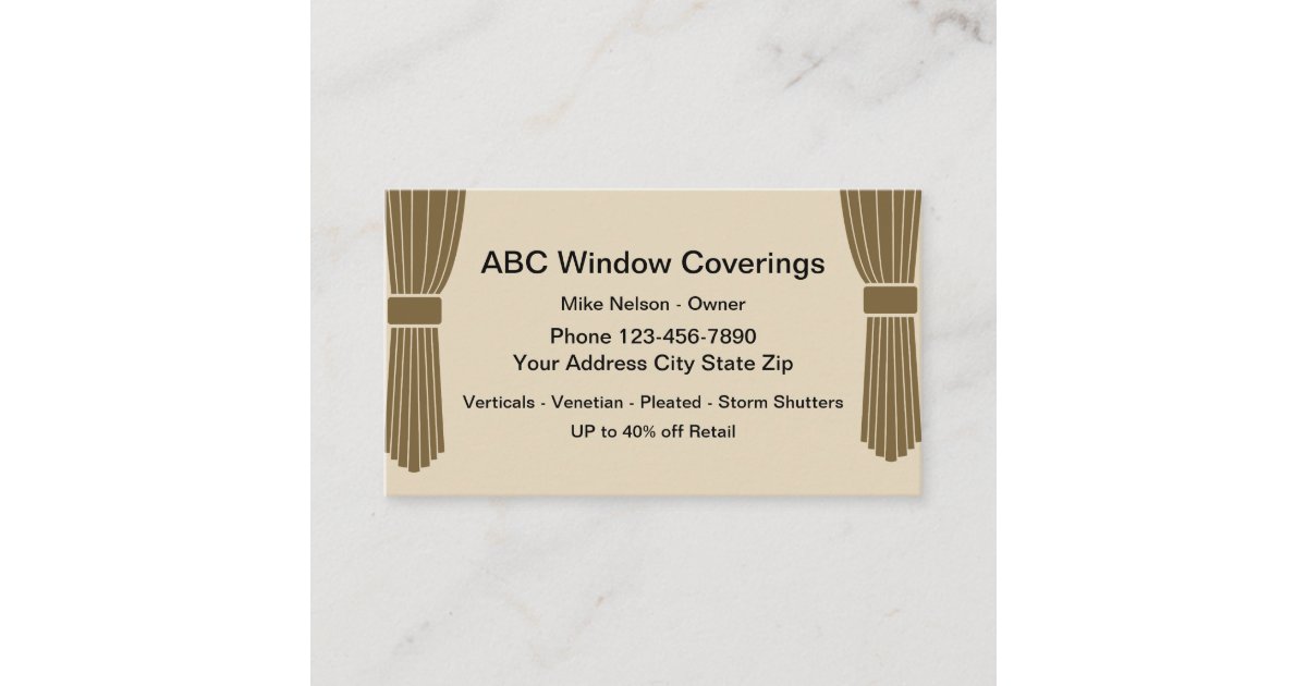 Window Blinds Coverings Design Business Card | Zazzle