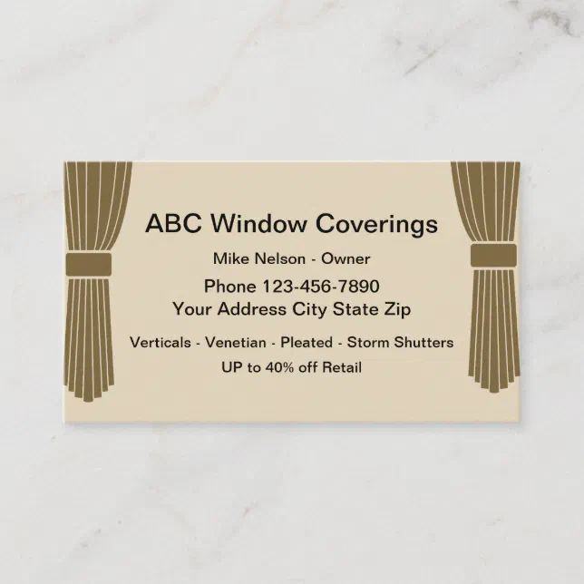 Window Blinds Coverings Design Business Card | Zazzle