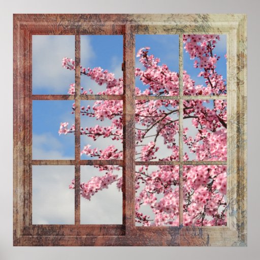 Window Cherry Blossom Tree Posters | Zazzle