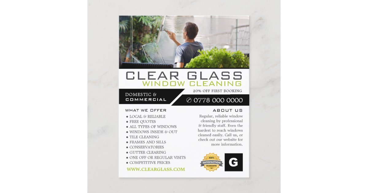 Window Cleaner, Cleaning Service Advertising Flyer | Zazzle