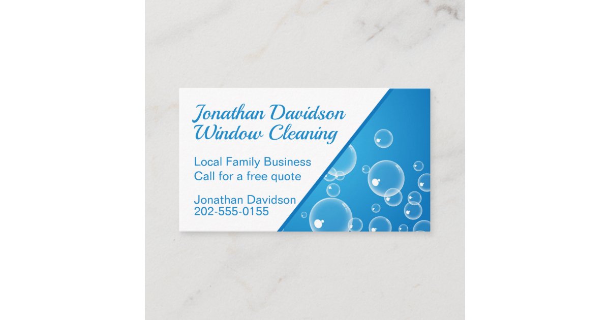 Window Cleaning Blue Water Bubble Business Card | Zazzle