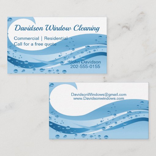 Window Cleaning Blue Water Wave Business Card | Zazzle