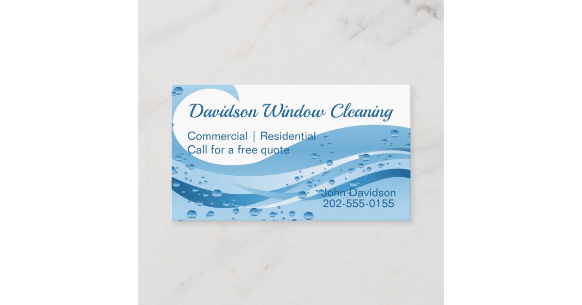 Window Cleaning Blue Water Wave Business Card | Zazzle