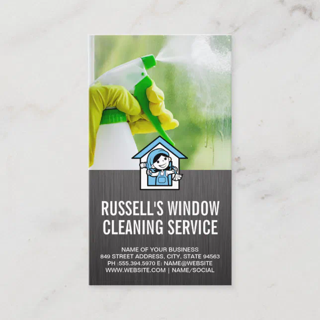 Window Cleaning | Cleaning Spray | Maid Logo Business Card | Zazzle