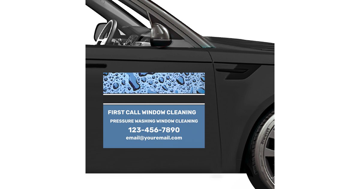 Window Cleaning Water Drops Magnetic Car Signs | Zazzle