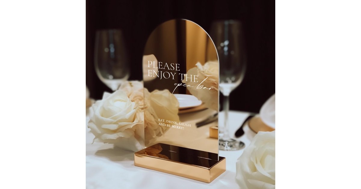 Window Cling Calligraphy Wedding Open Bar Sign | Zazzle