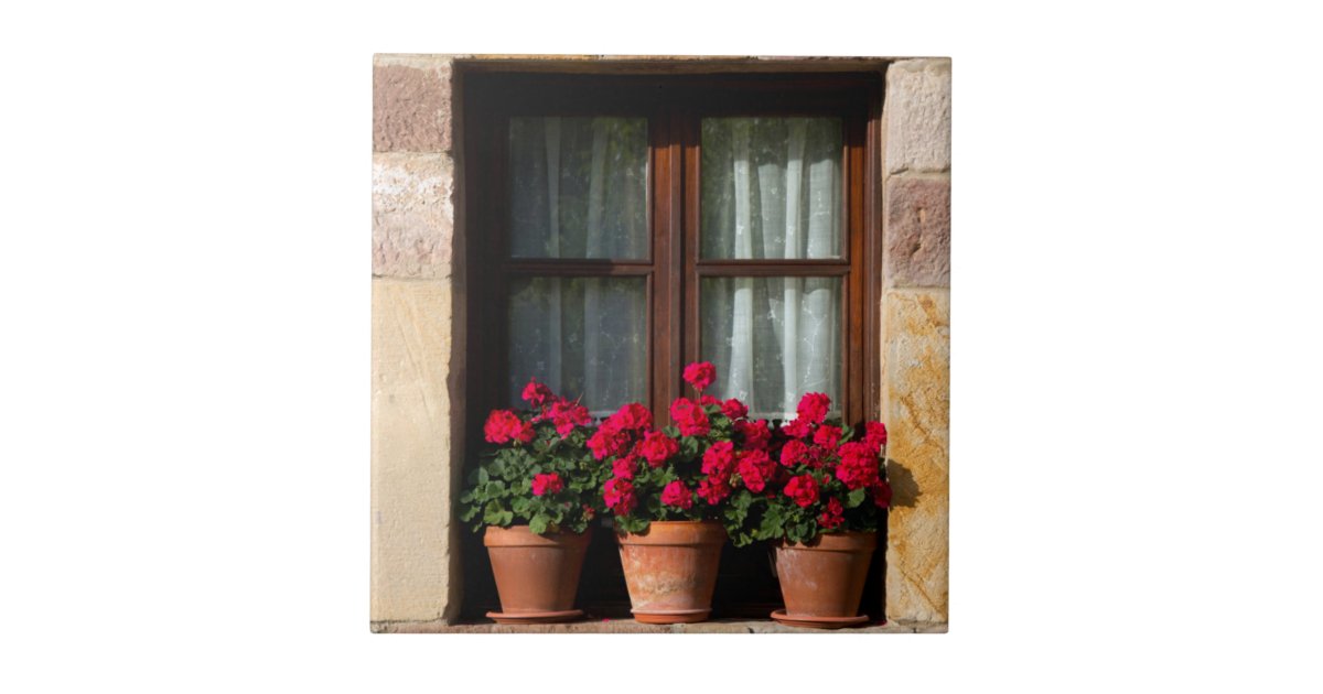 Window flower pots in village ceramic tile | Zazzle