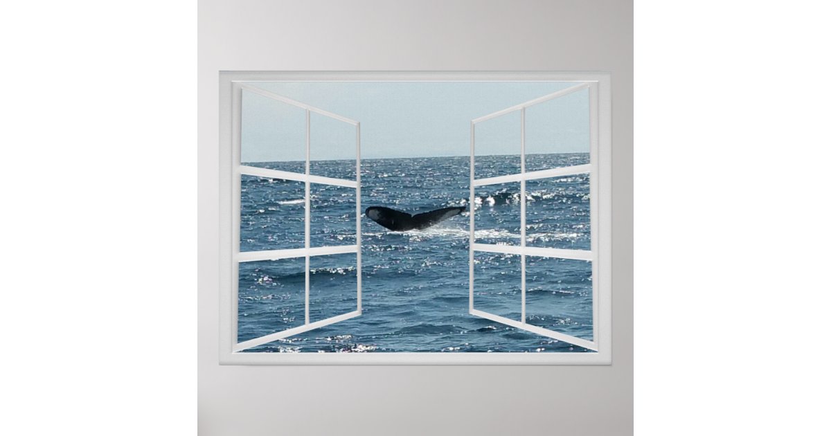 Window Frame with Whale Tail Poster | Zazzle