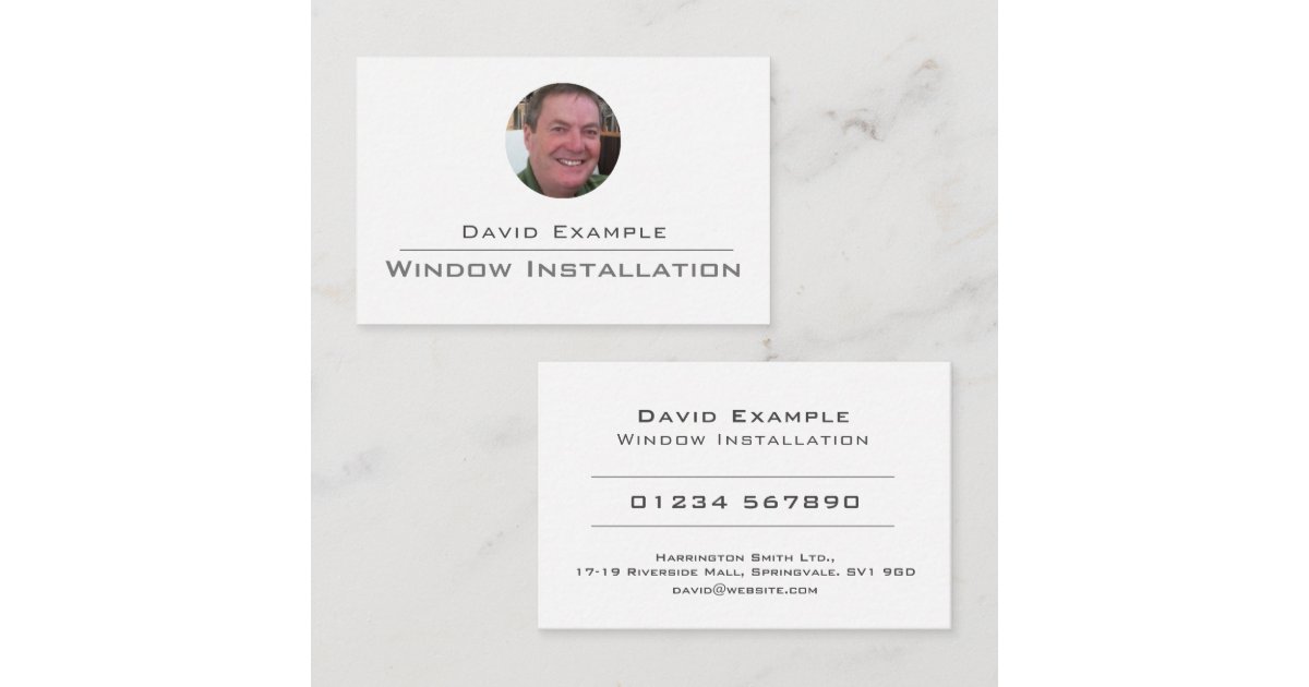 Window Installation with Photo of Holder Business Card | Zazzle